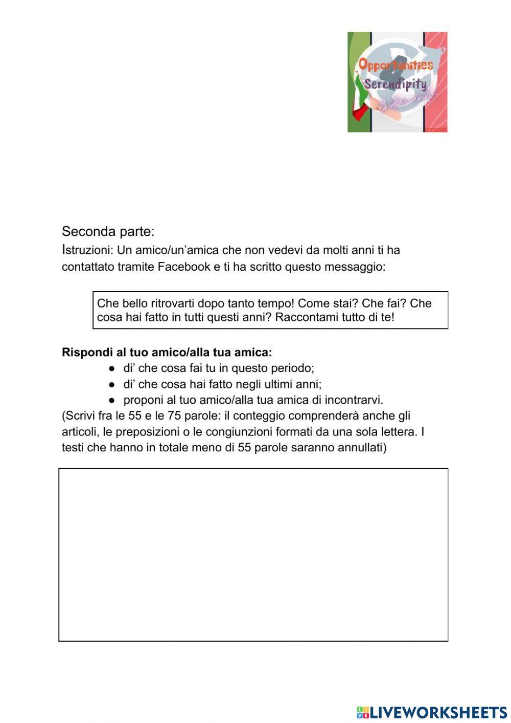 Esame finale A1 worksheet | Live Worksheets