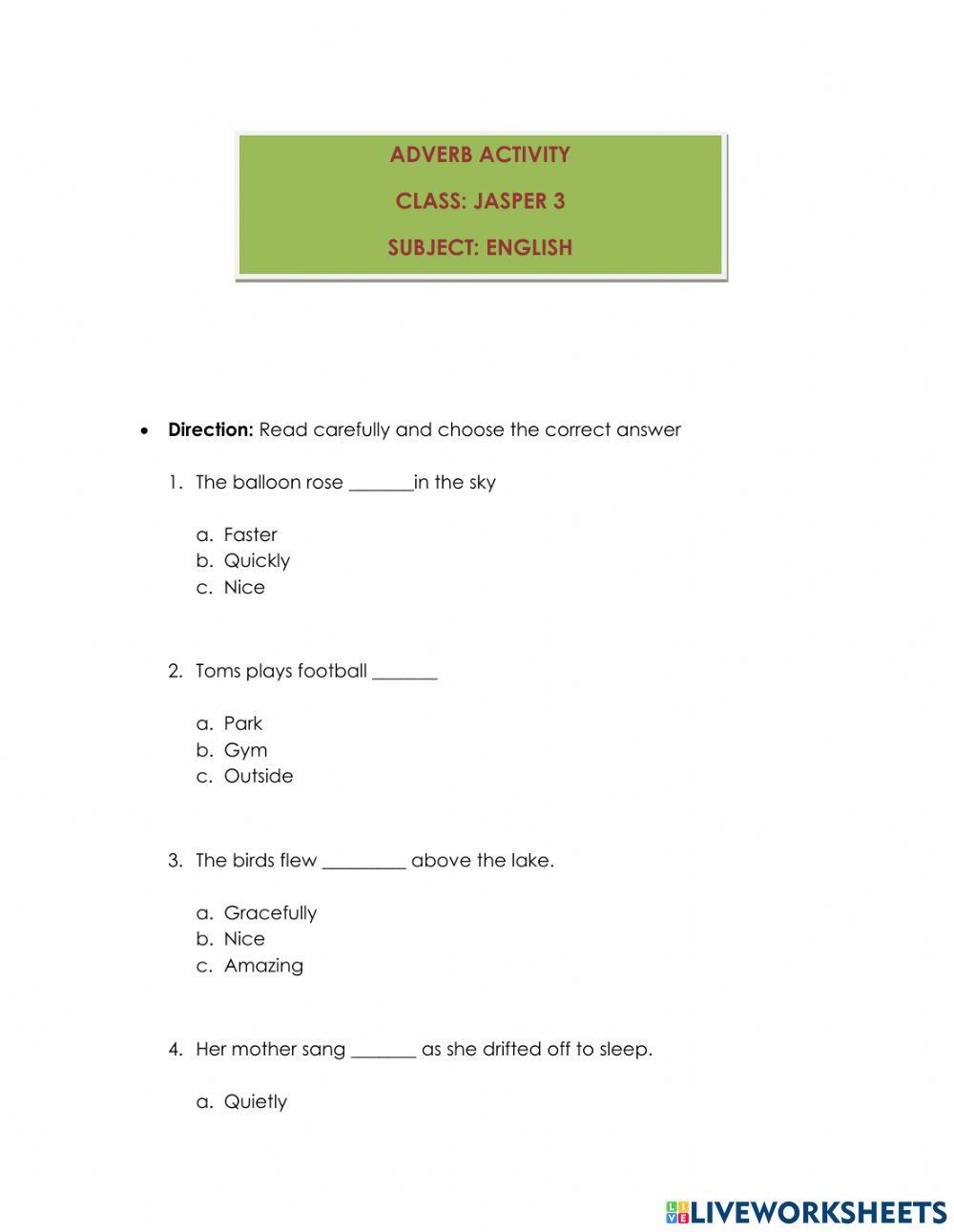 2822414 Class 3 Adverb Activity Kier Spencer