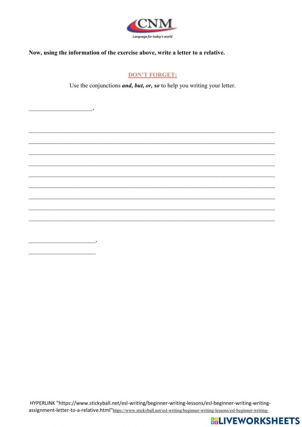 Writting a letter worksheet | Live Worksheets