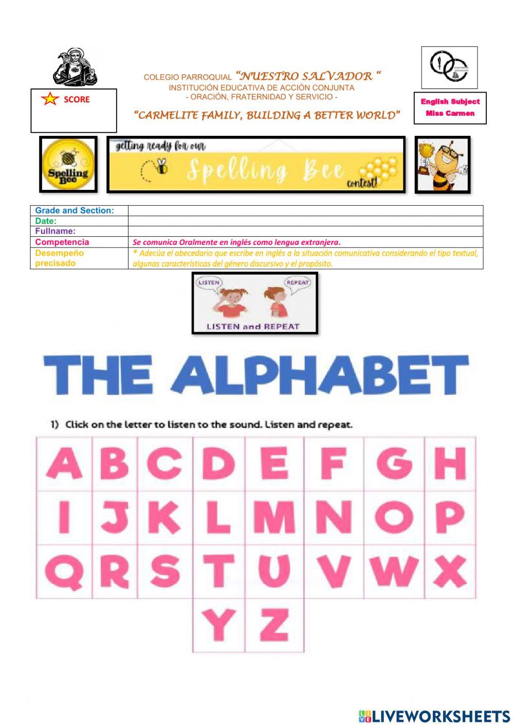 Alphabet | Carmen Lezama Lucas | Live Worksheets