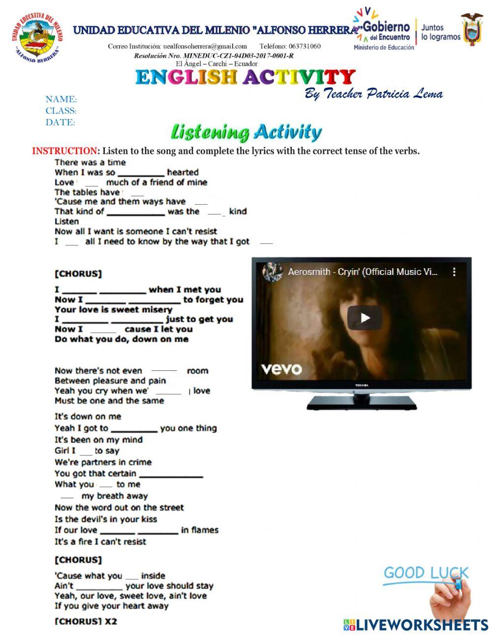 Listening online exercise for basic | Live Worksheets