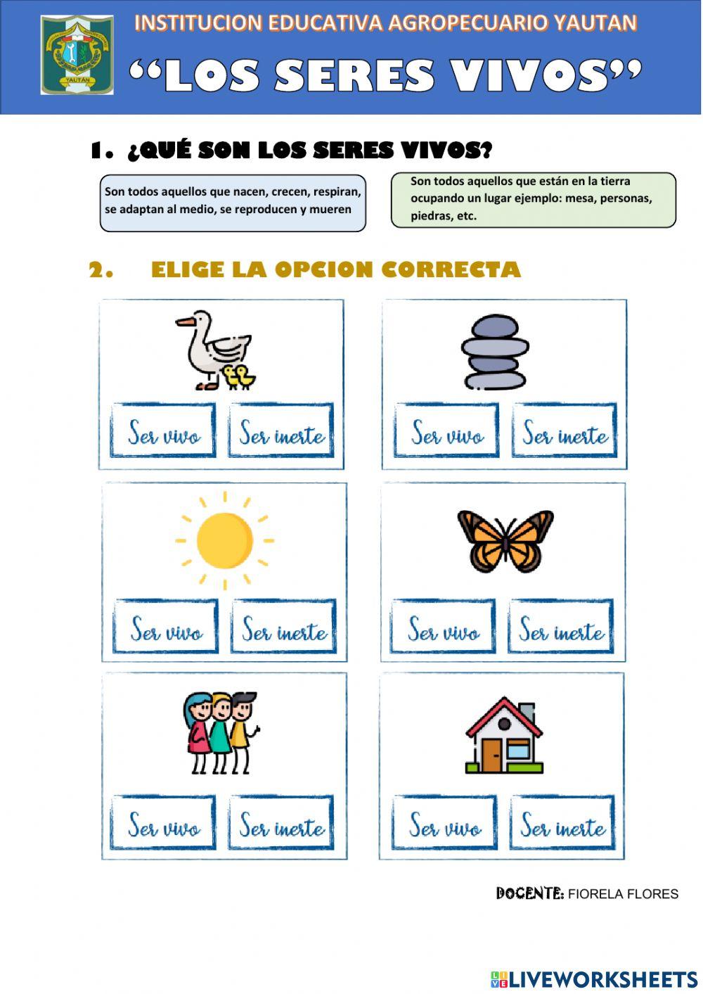 Los seres vivos online activity for PRIMERO DE SECUNDARIA | Live Worksheets