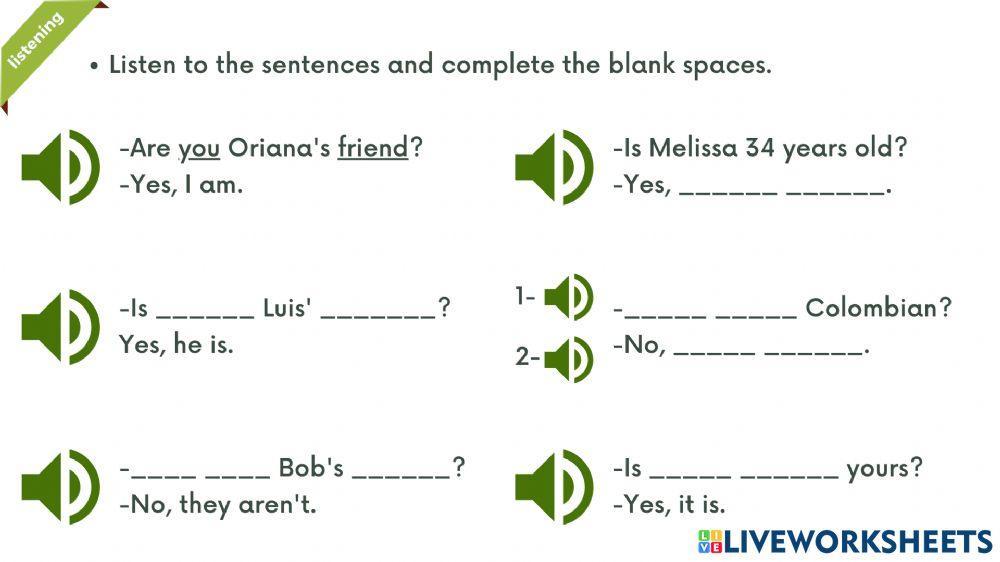 Listen and Answer interactive worksheet for beginner | Live Worksheets
