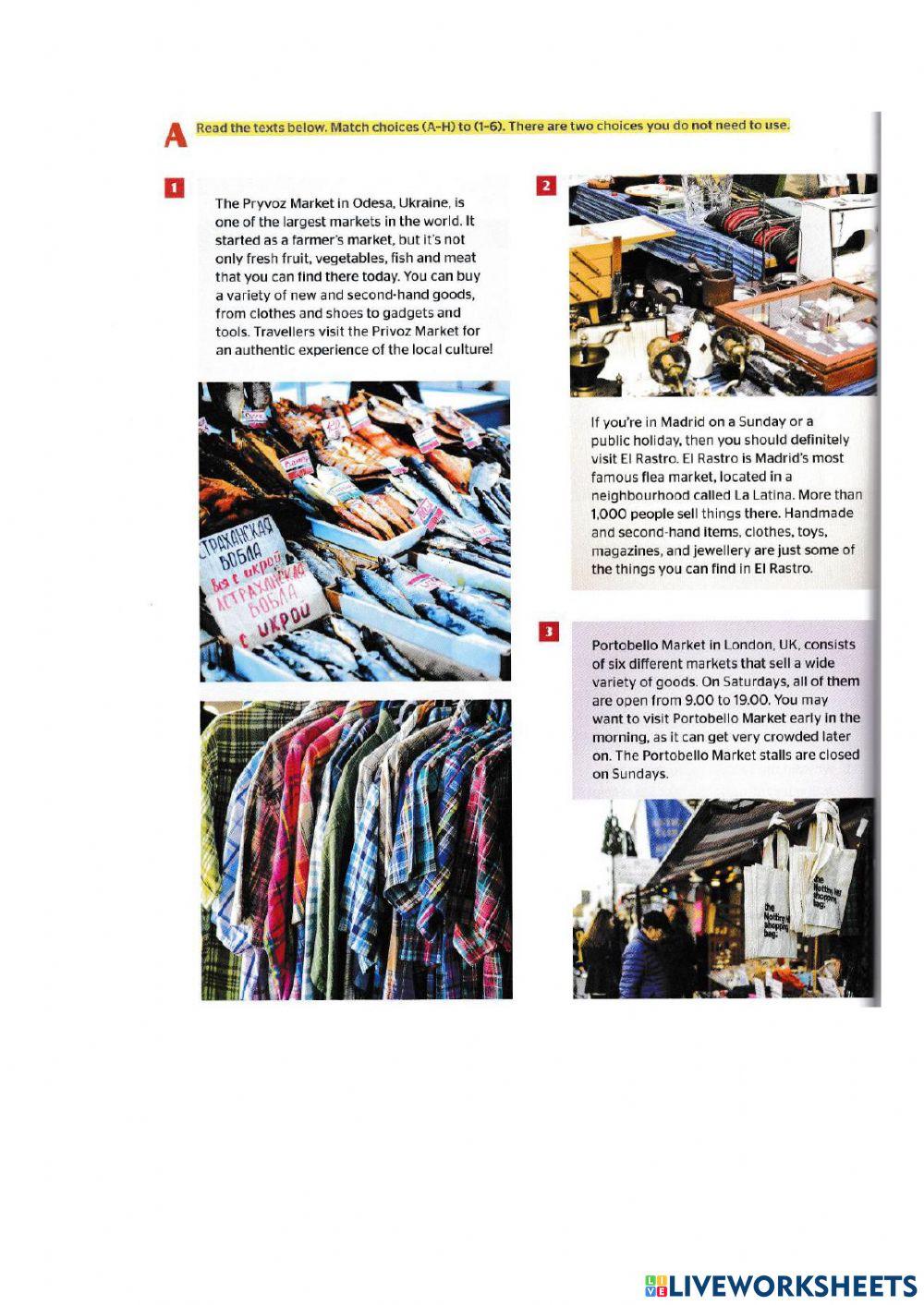 Markets worksheet | Live Worksheets