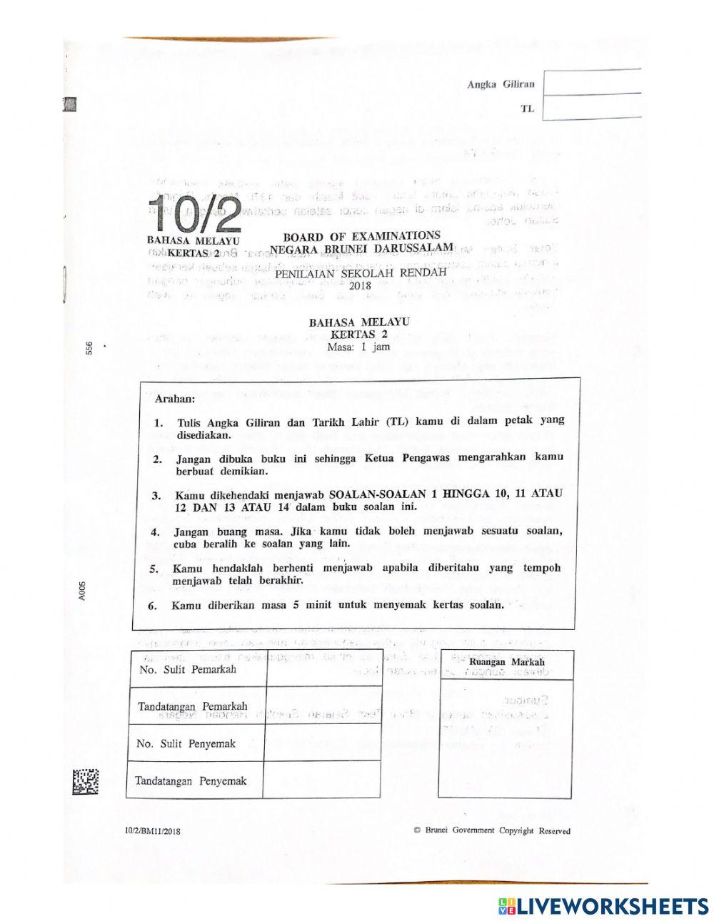 Ulangkaji SBA 1 Tahun 6 online exercise for | Live Worksheets