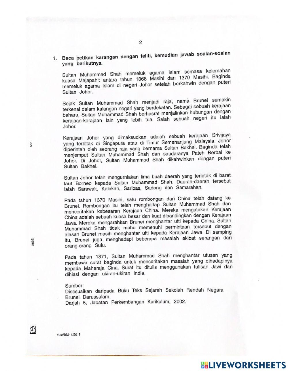 Ulangkaji SBA 1 Tahun 6 online exercise for | Live Worksheets