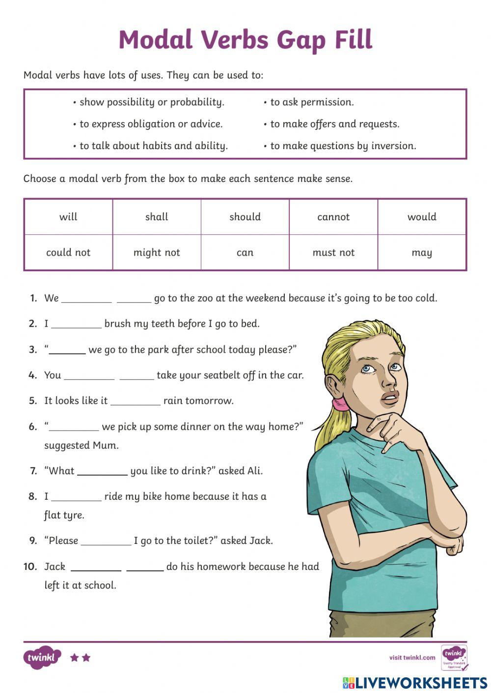 GRAMMAR PRACTICE WITH MODALS G4 online exercise for | Live Worksheets