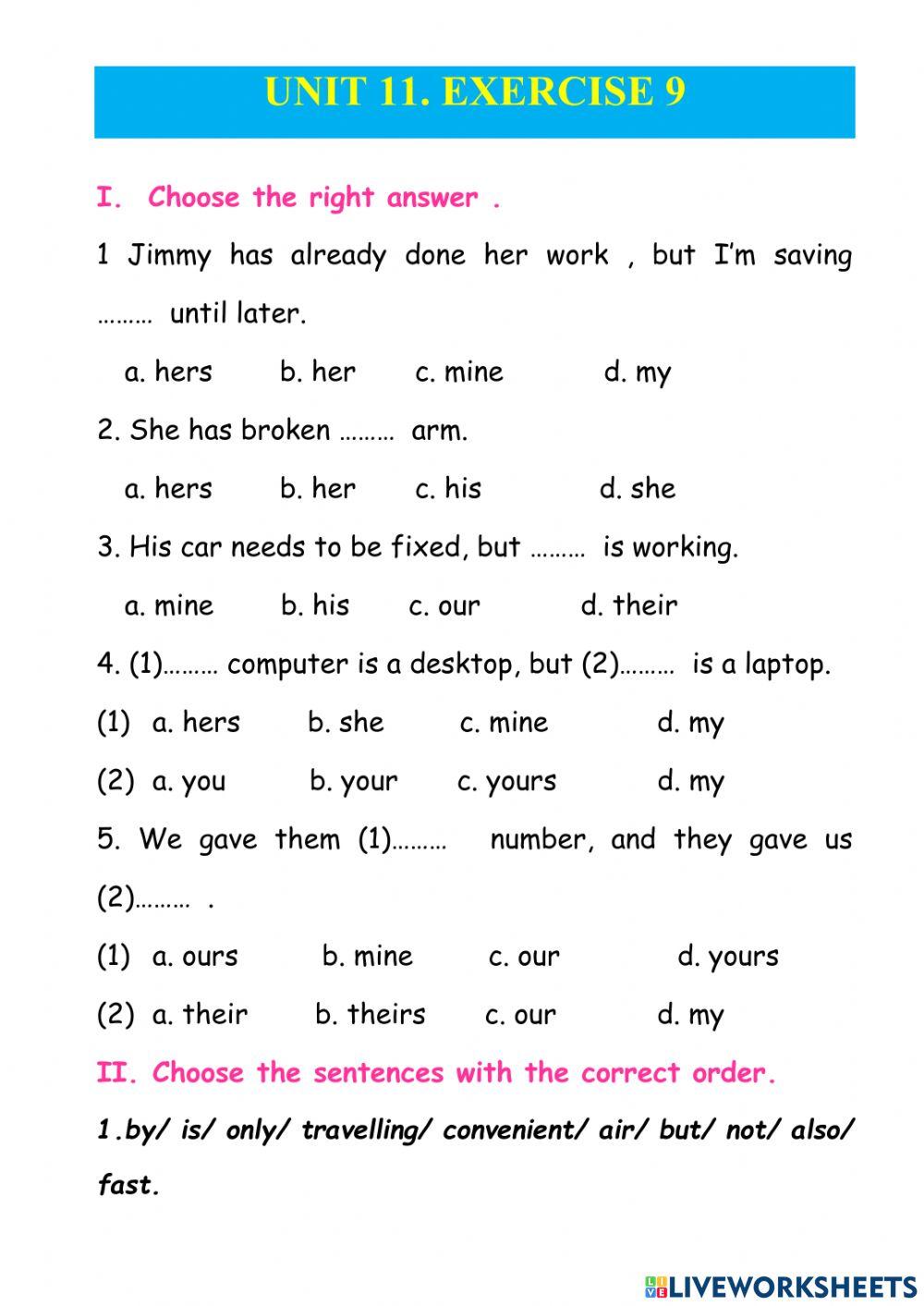 U11 interactive activity | Live Worksheets