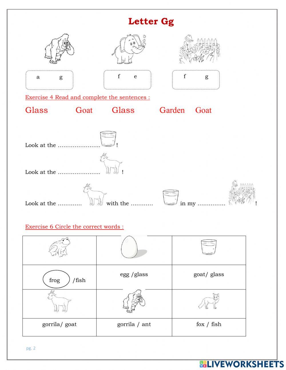 letter G free activity | Live Worksheets