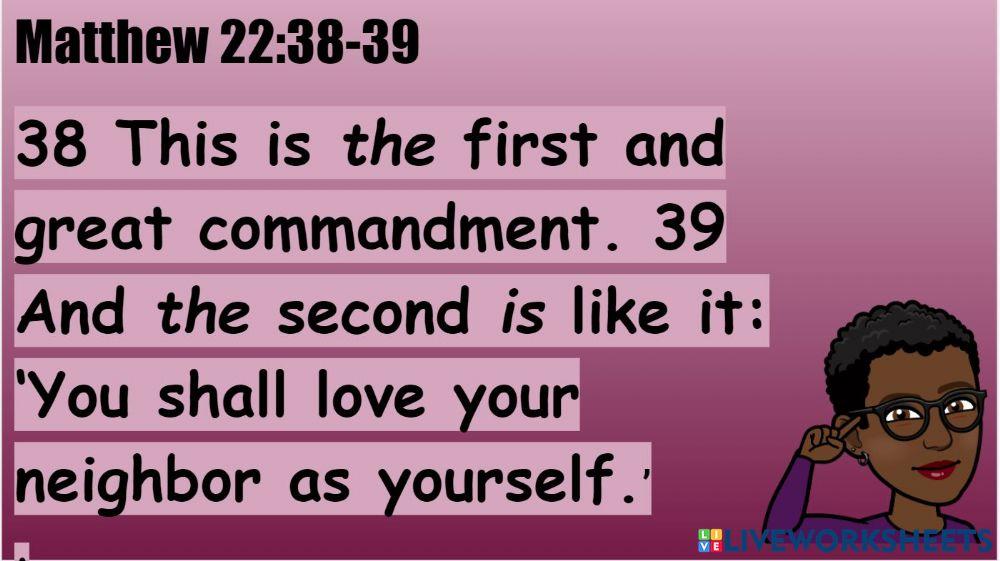 Matthew 22:38-39 worksheet | Live Worksheets