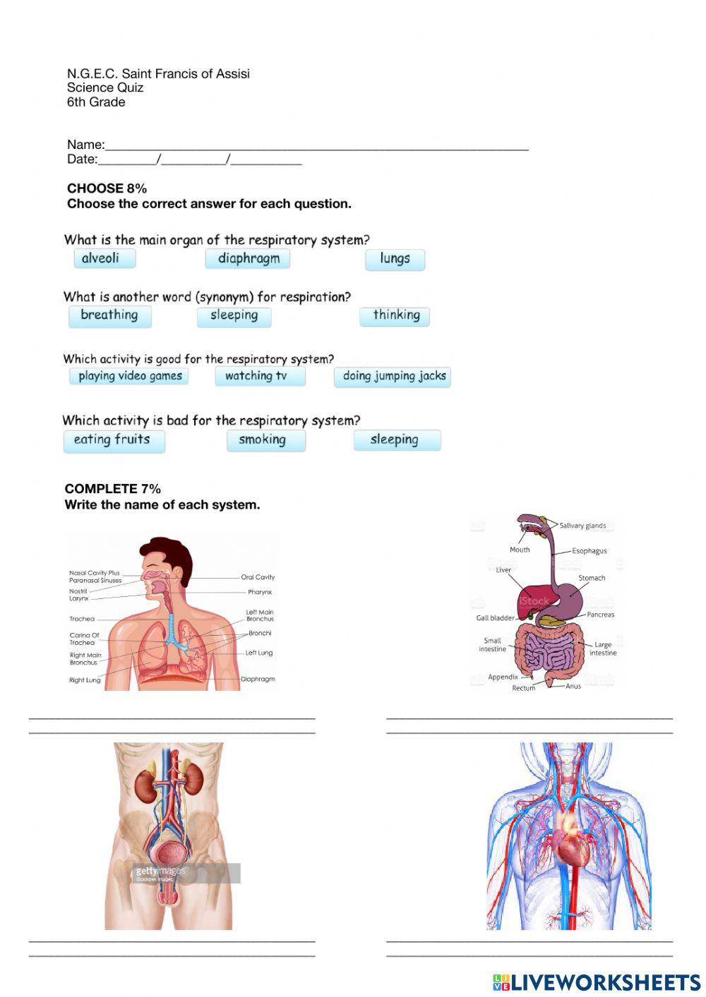 Science test 5th worksheet | Live Worksheets