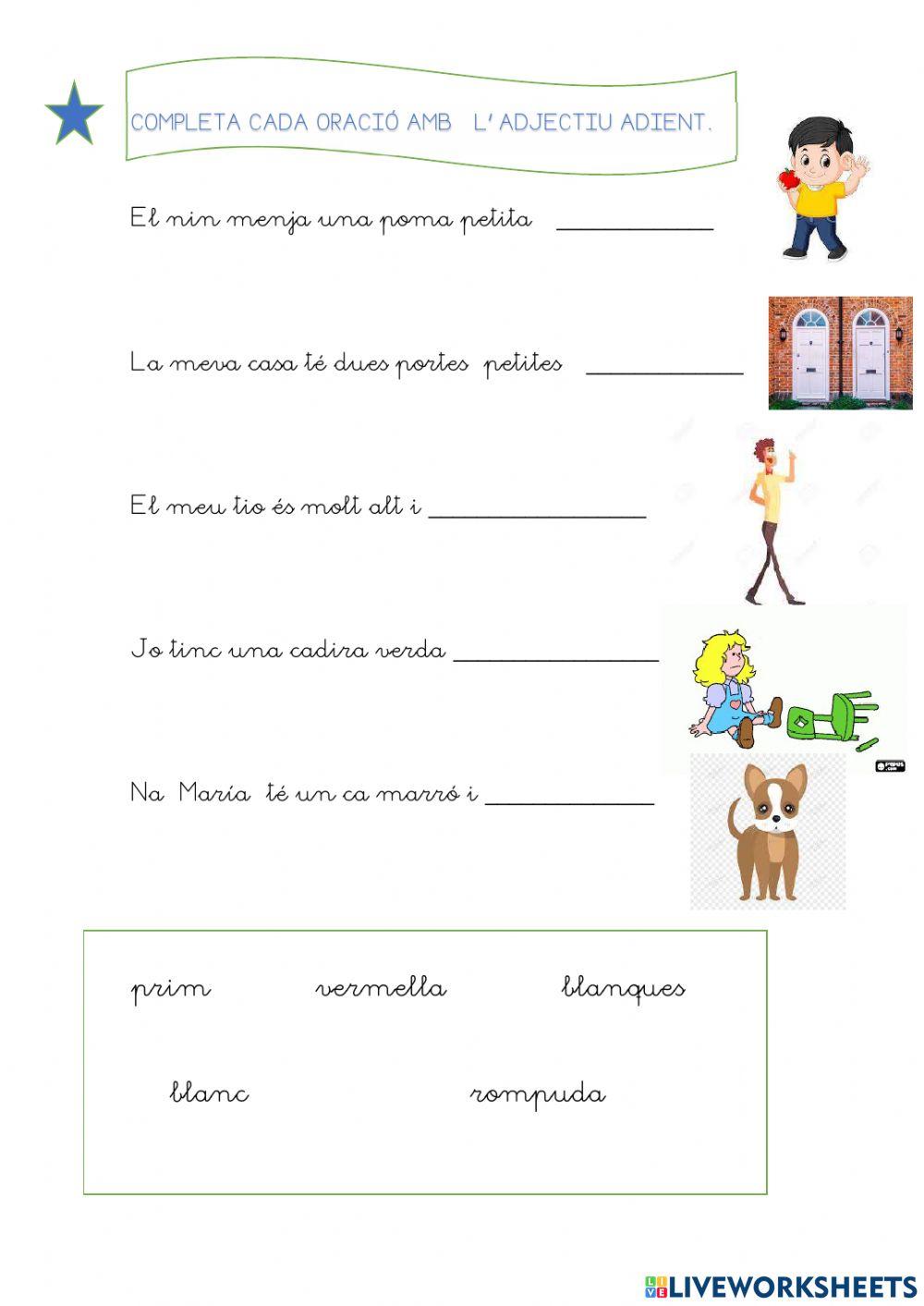 Adjectius | Free Interactive Worksheets | 1988297