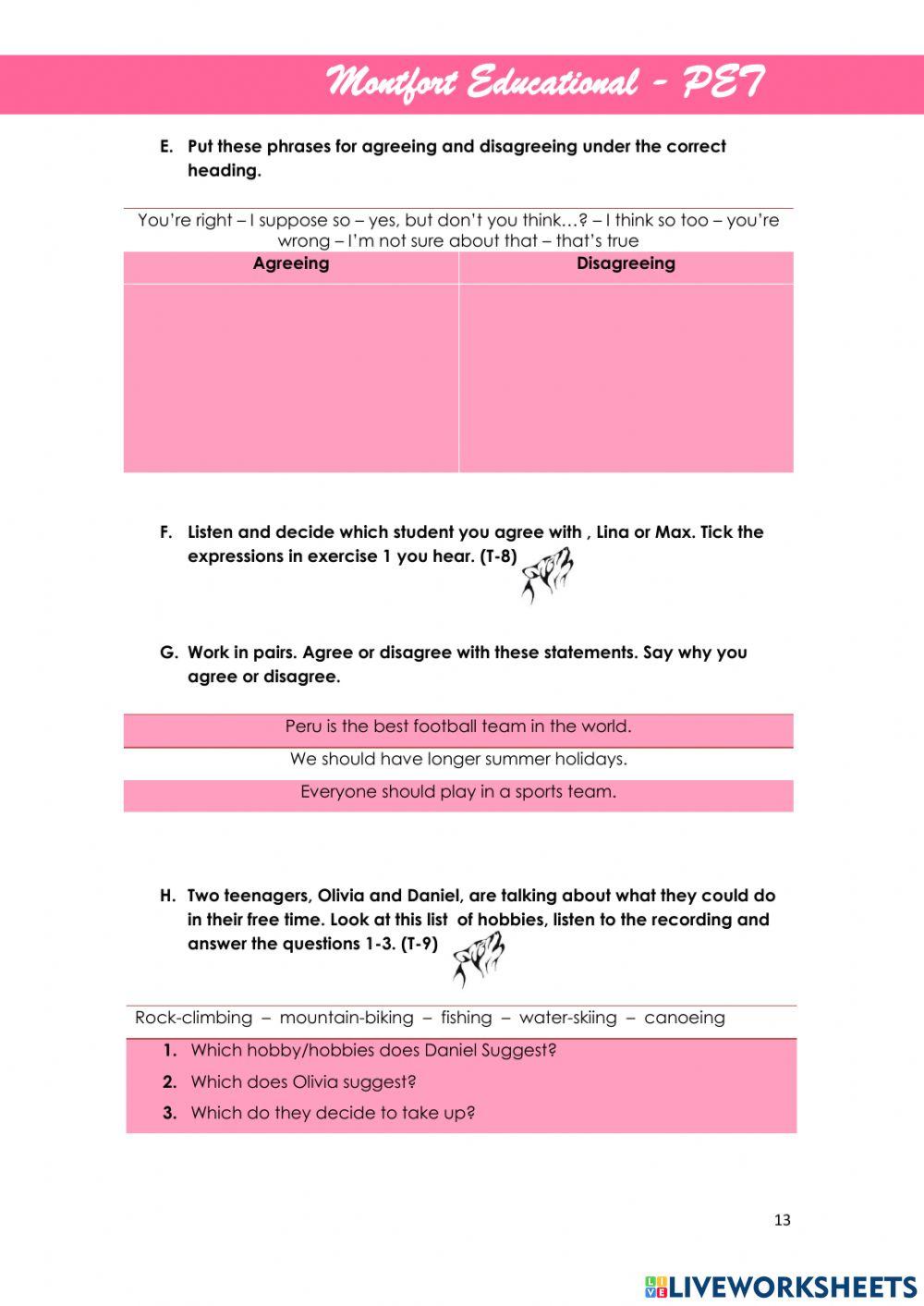 5324779 | B1 Speaking Unit 3 | Montfort Educational
