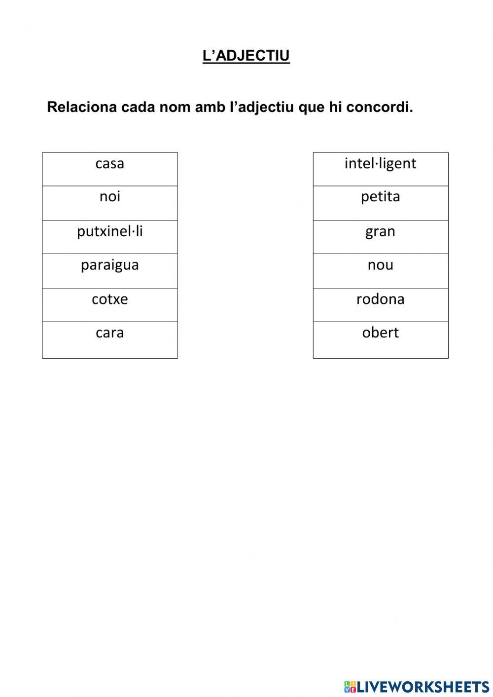 L'adjectiu online worksheet for Segon de Primària | Live Worksheets