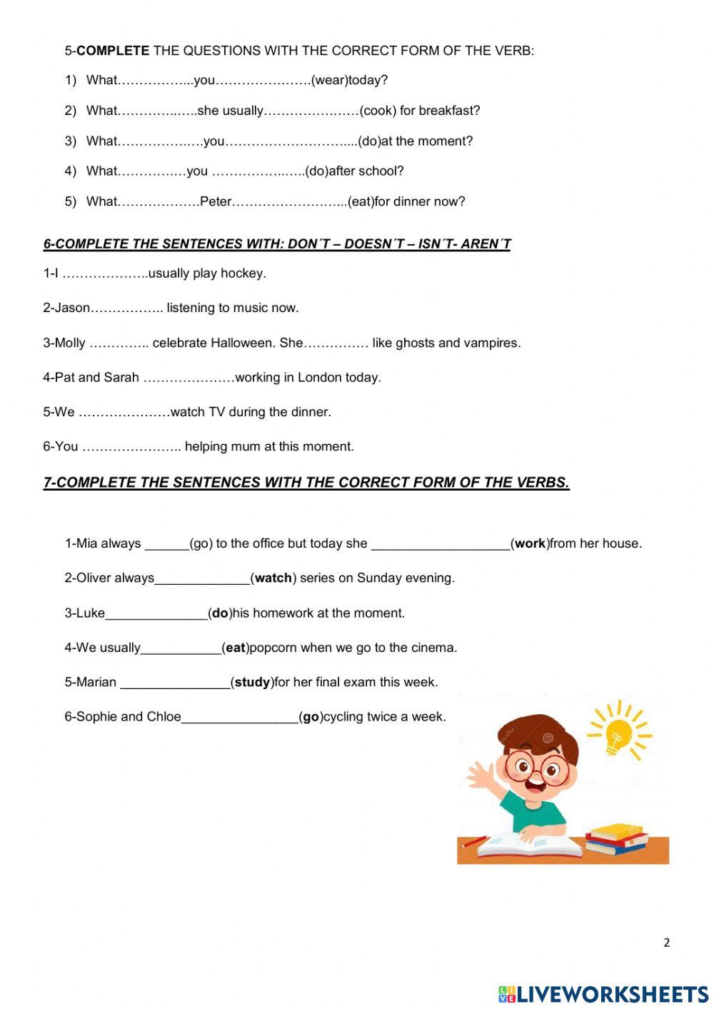 PRESENT SIMPLE … | Free Interactive Worksheets | 6861844