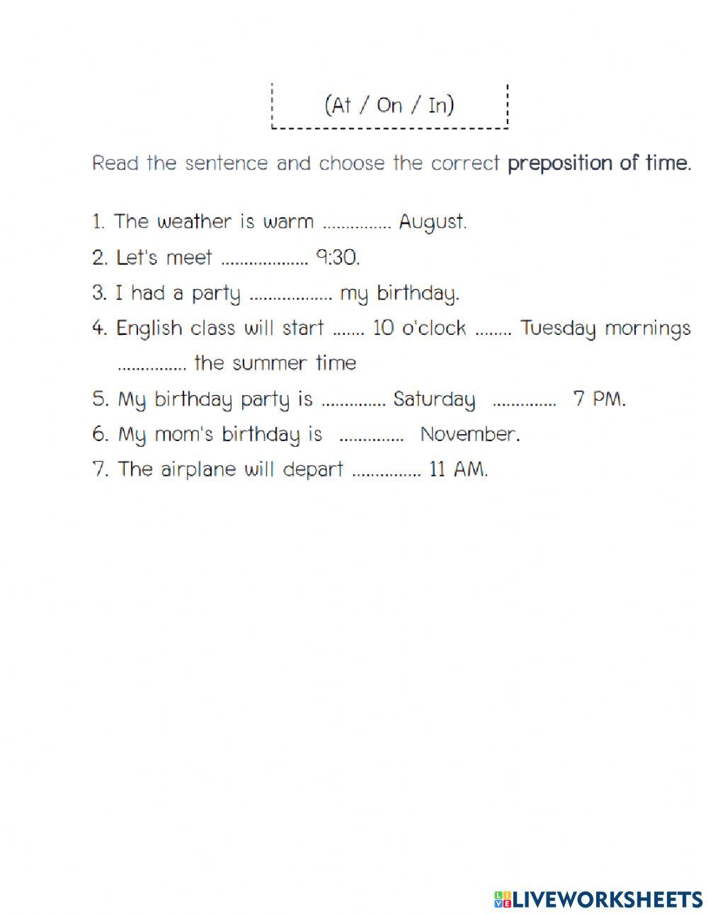 In at on interactive worksheet | Live Worksheets