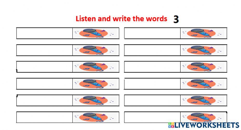 Listen and write online exercise for 2 | Live Worksheets