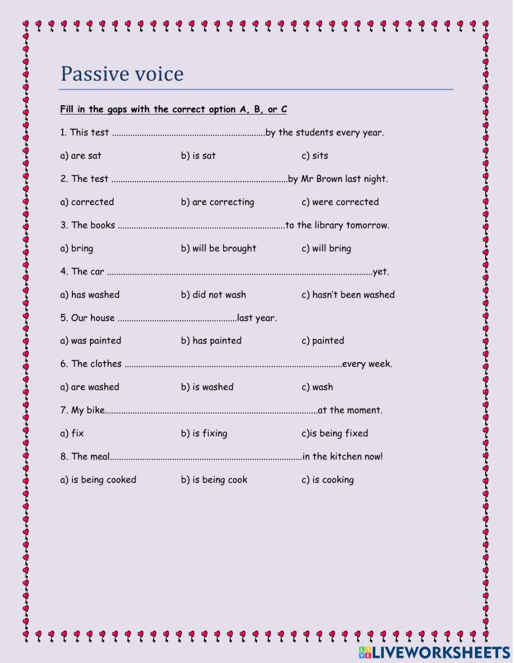 Passive voive exercise | Live Worksheets