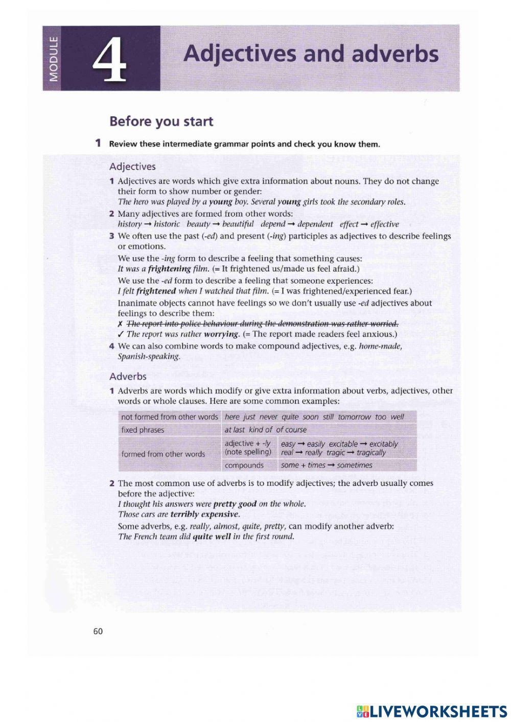 ADJECTIVES - ADVANCED online exercise for | Live Worksheets