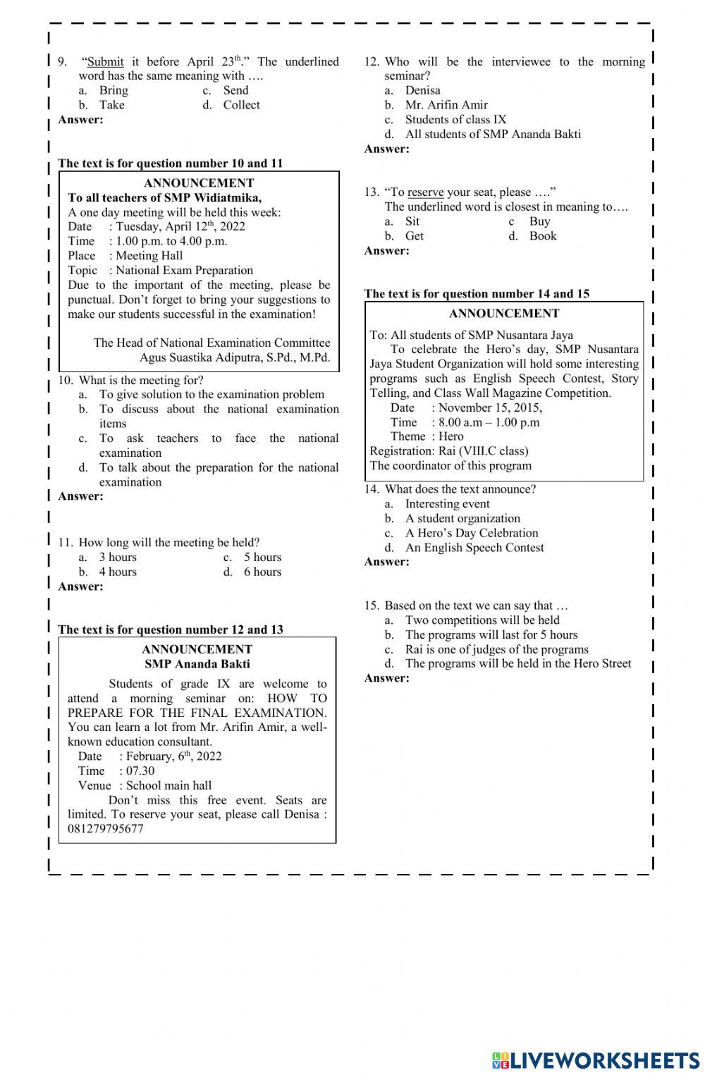 1990402 | Announcement | Ni Luh Putu Mira Suantari
