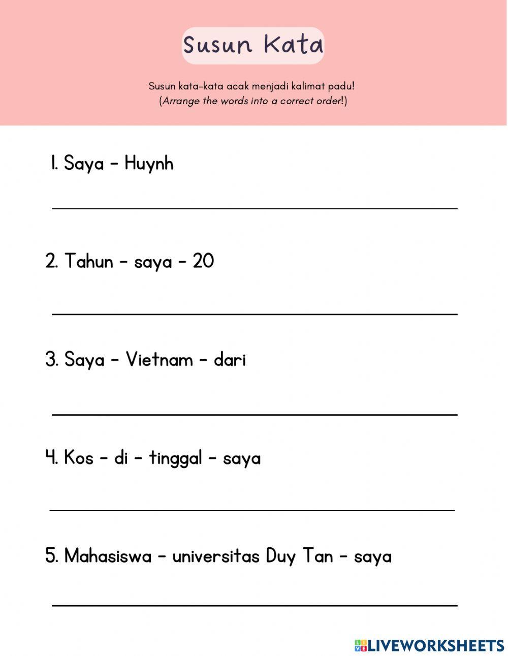 Susun Kata | Free Interactive Worksheets | 1990671