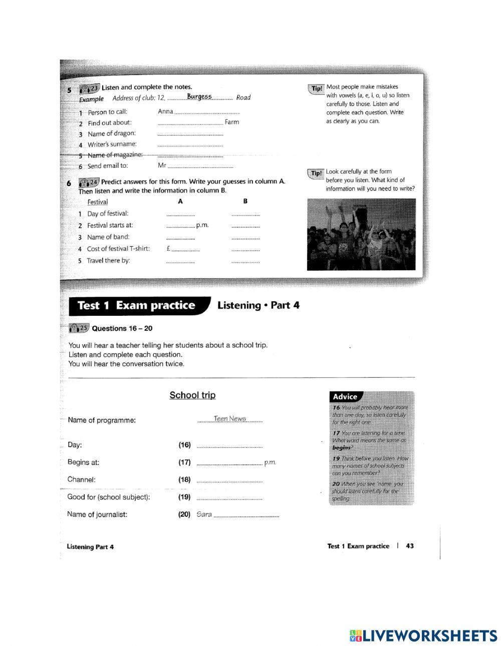 KET Trainers exercise for grade 7 | Live Worksheets