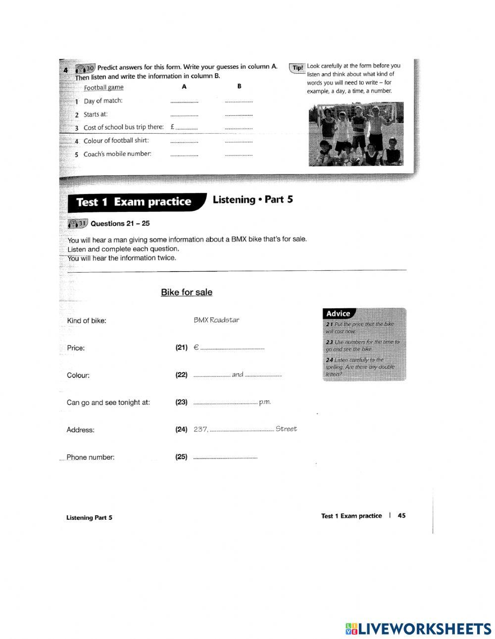 KET Trainers exercise for grade 7 | Live Worksheets