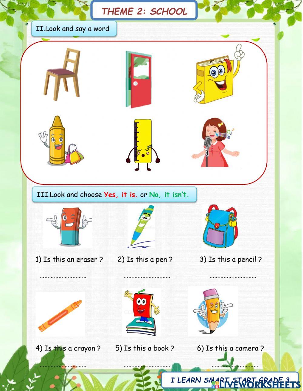 Theme 2: School worksheet | Live Worksheets