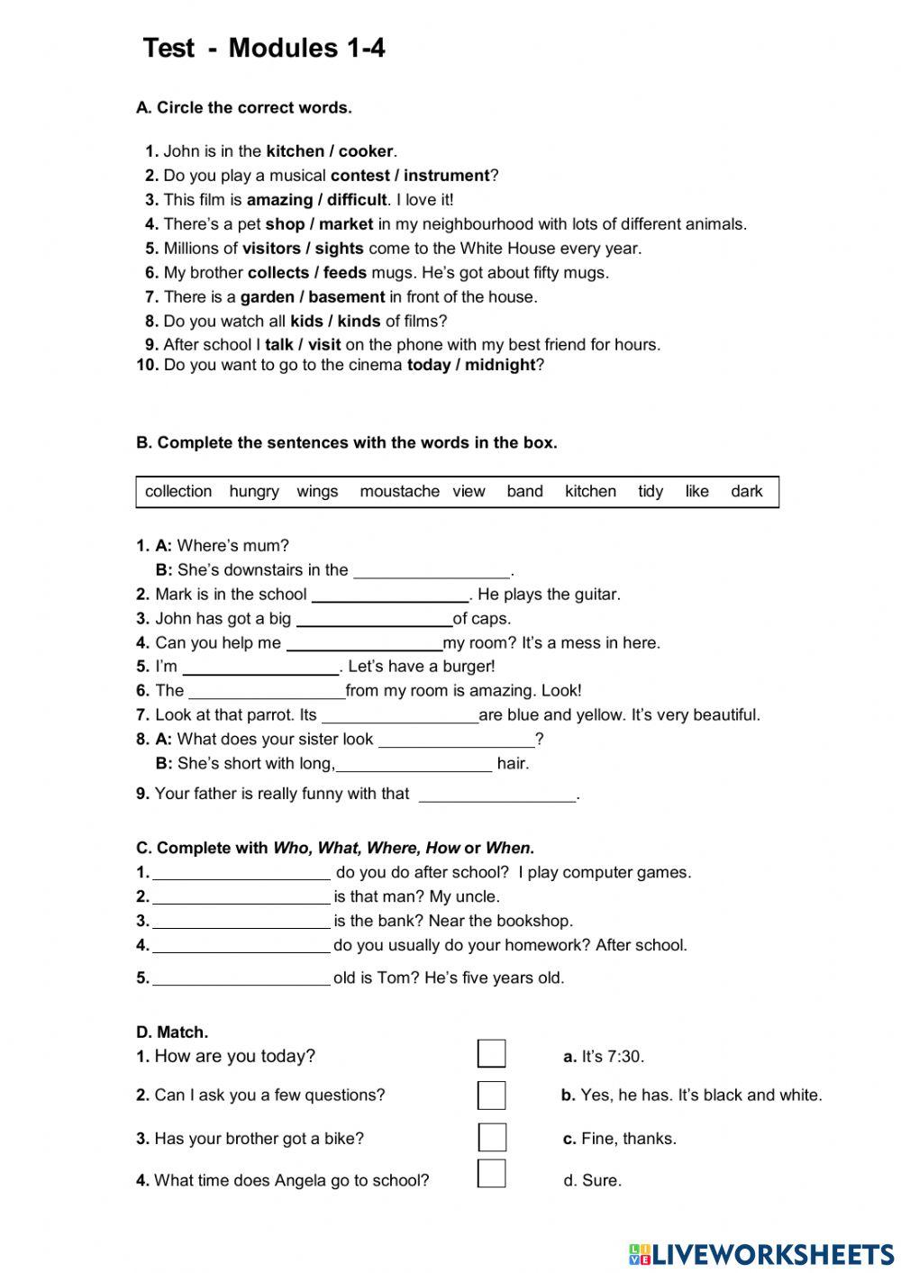 Grade 5 - Final test - Semester II online exercise for A1 | Live Worksheets