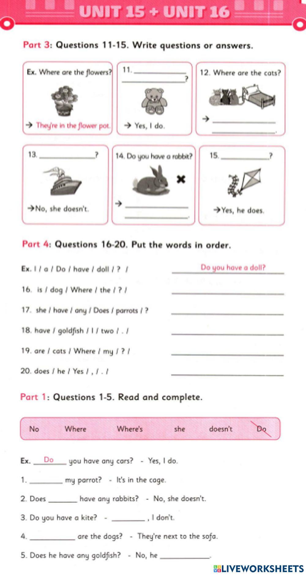U15 u16 e3 - 2 worksheet | Live Worksheets