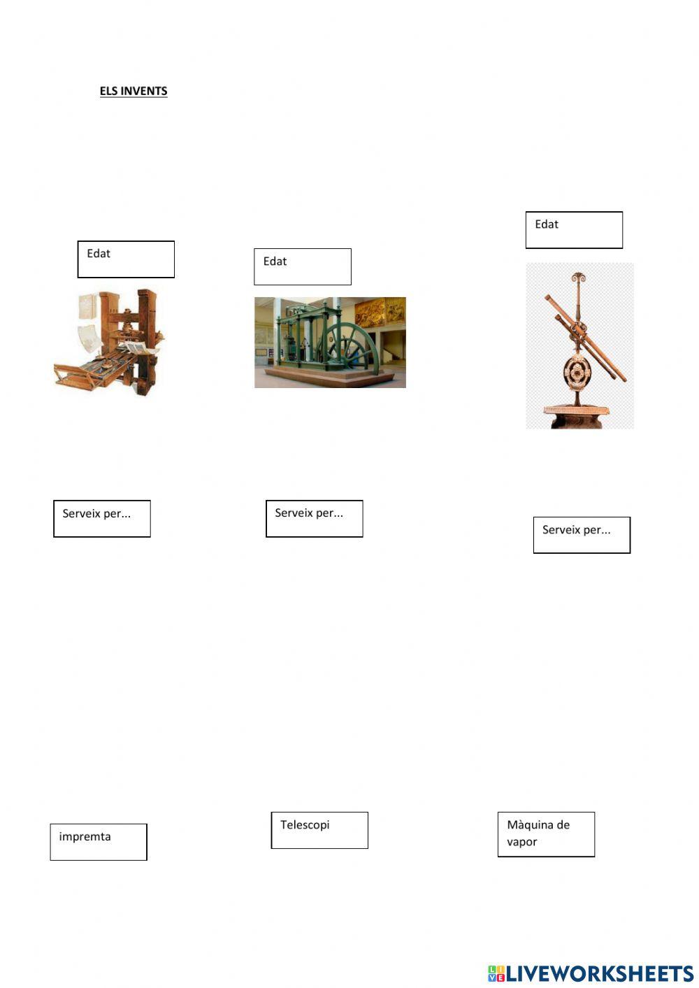 Els invents worksheet | Live Worksheets