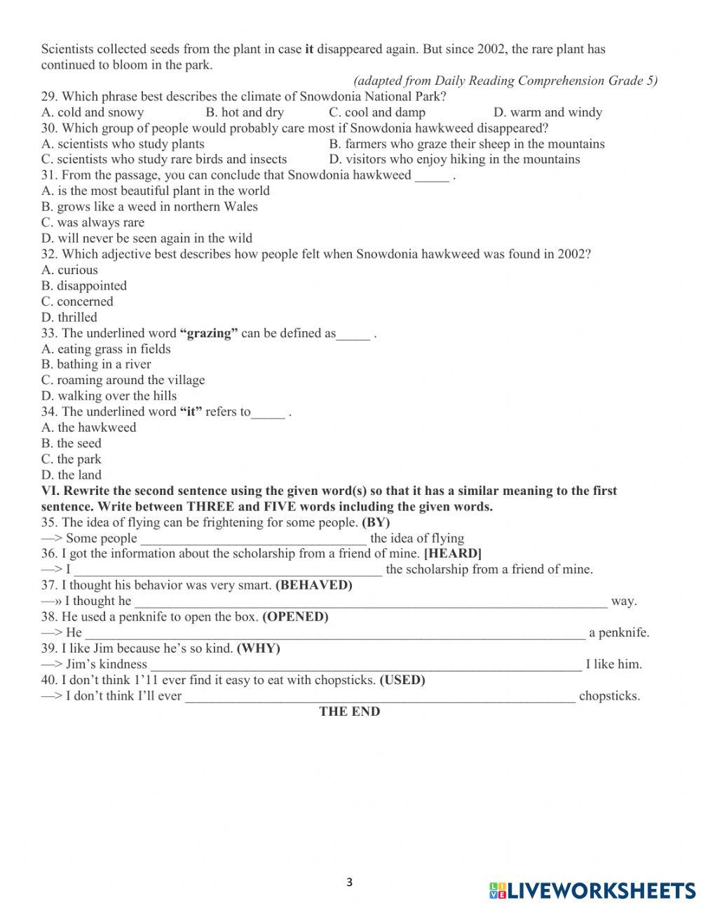 HW PRACTICE 3 online exercise for | Live Worksheets