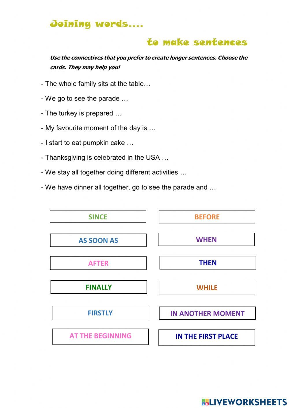Time connectives 5333099 | asg1989 | Live Worksheets