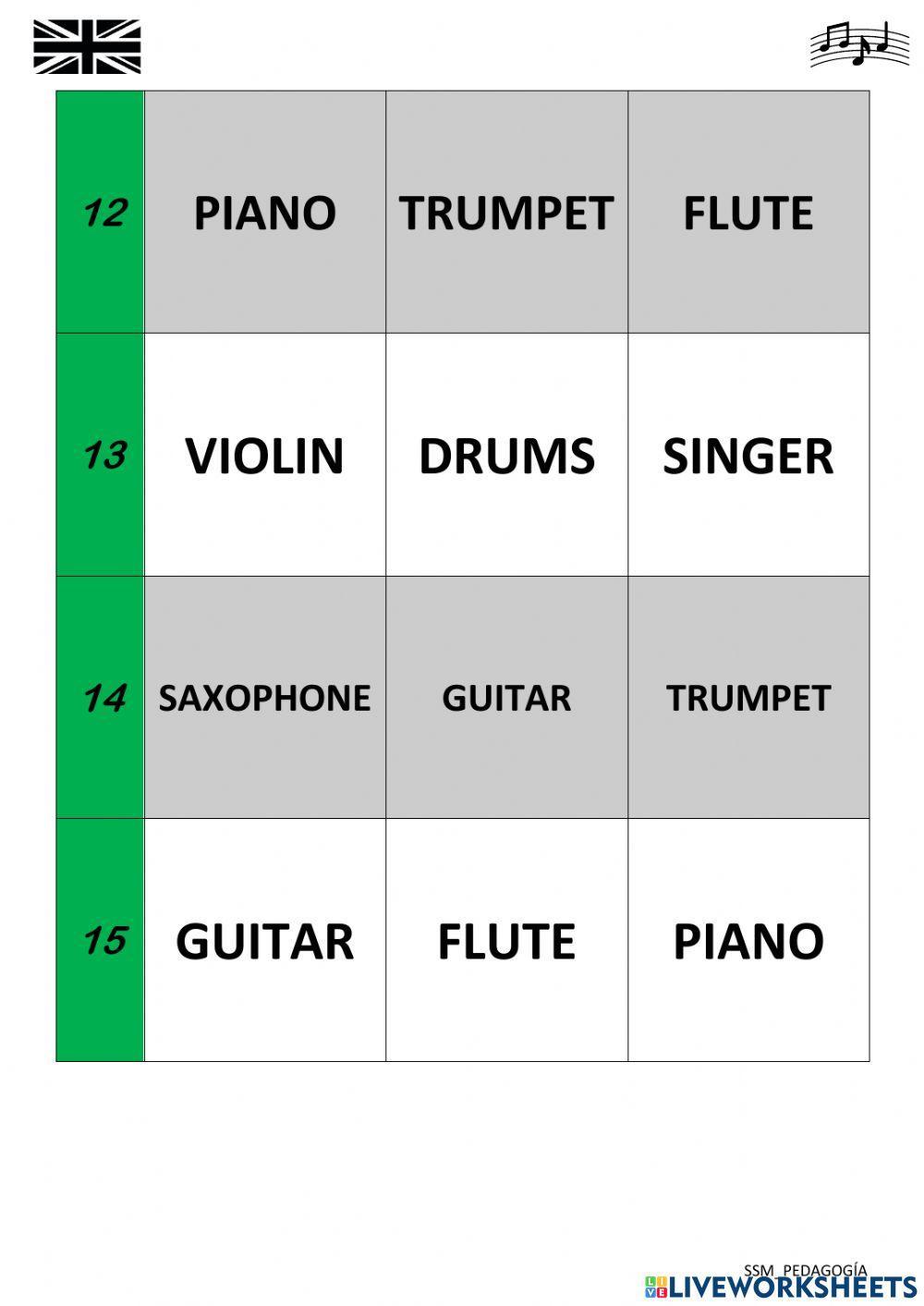 MUSICAL INSTRUM… | Free Interactive Worksheets | 2029706