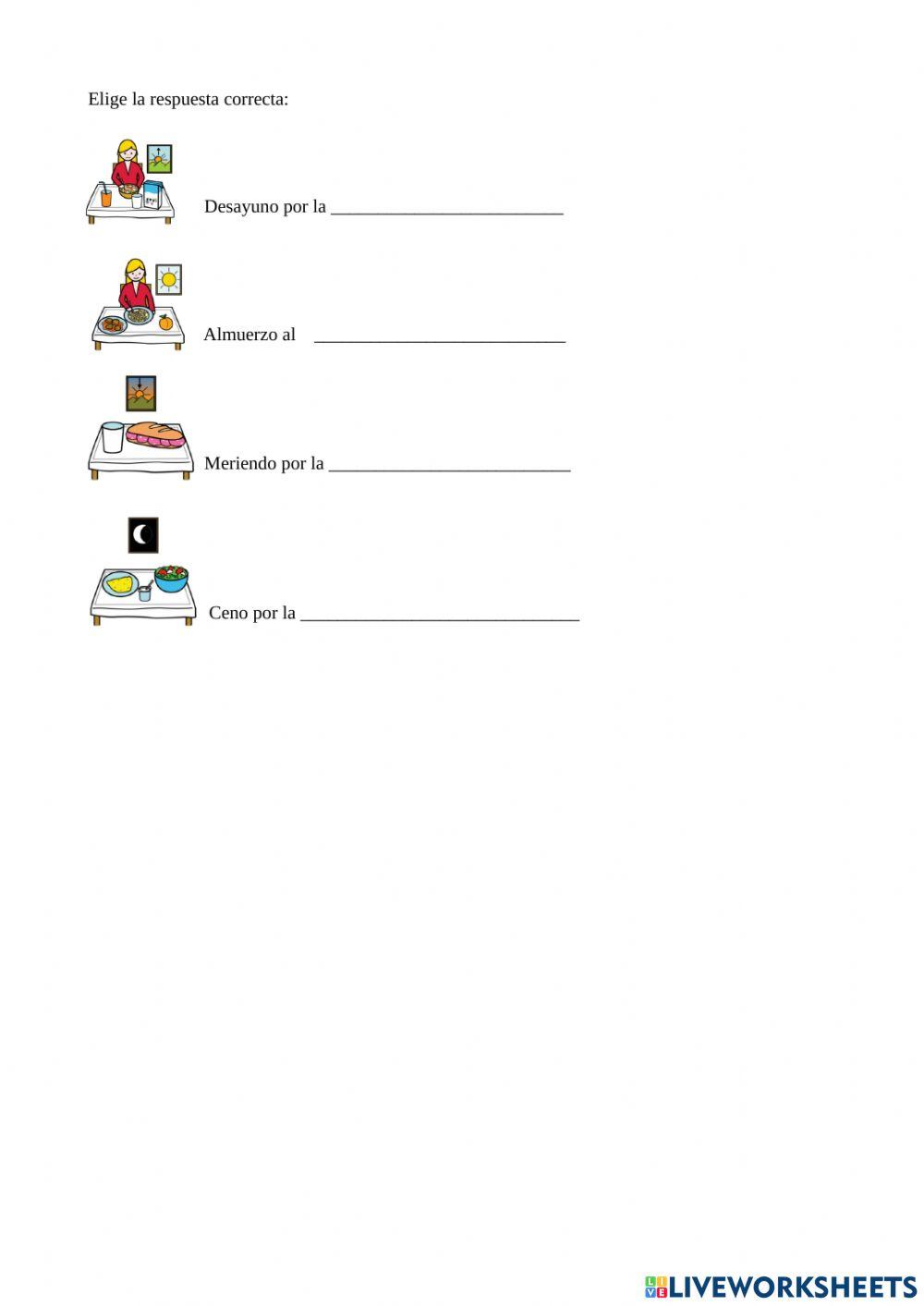 ¿Cuándo comemos? worksheet | Live Worksheets