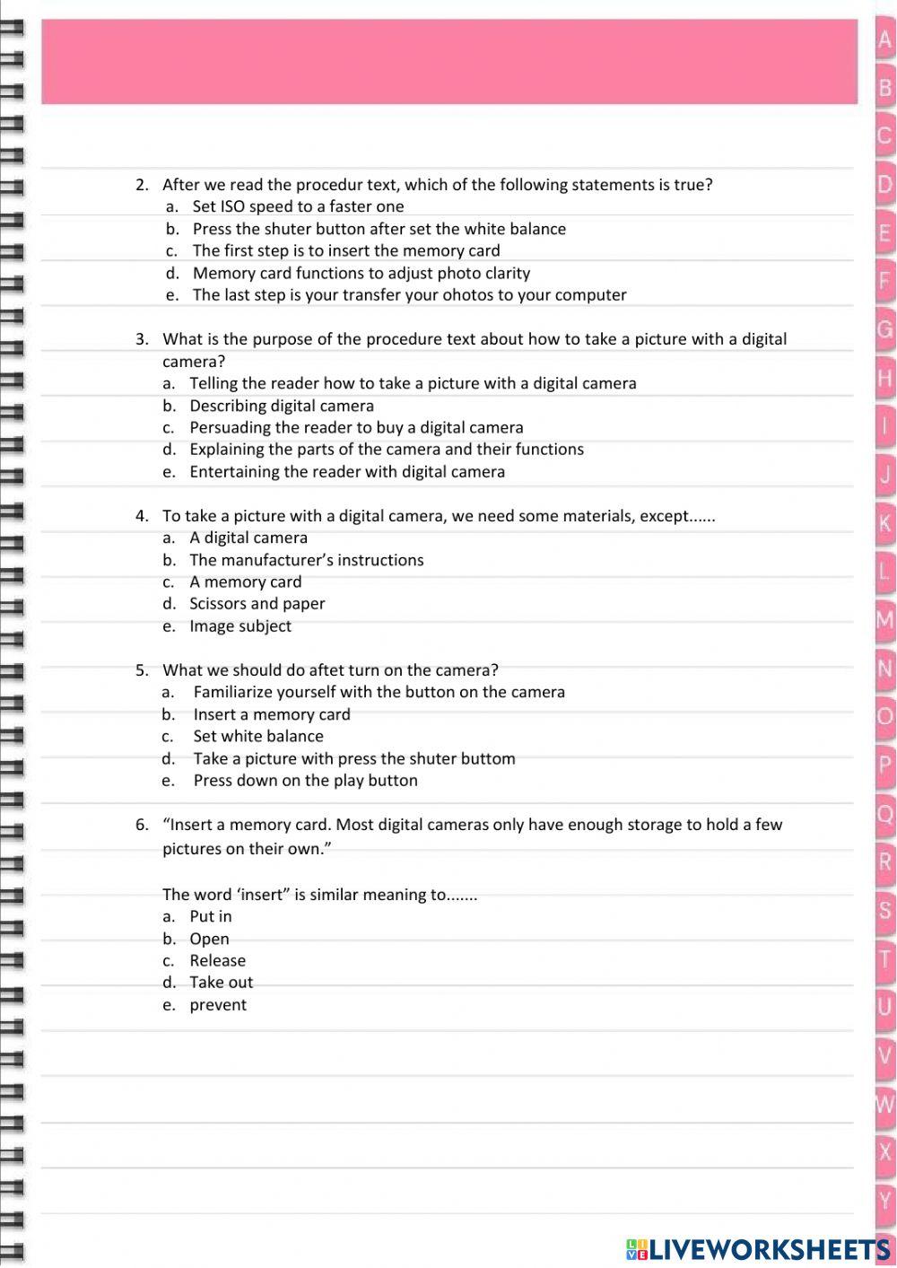 Procedure Worksheet by Muhammad Syafiq worksheet | Live Worksheets