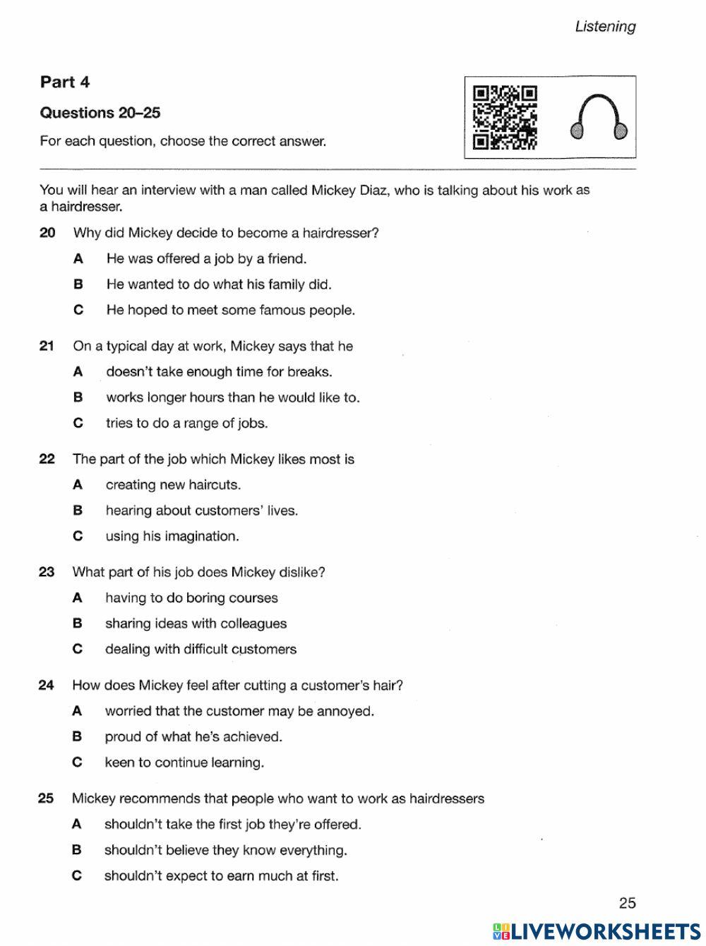 Listening - b1 … | Free Interactive Worksheets | 2030170