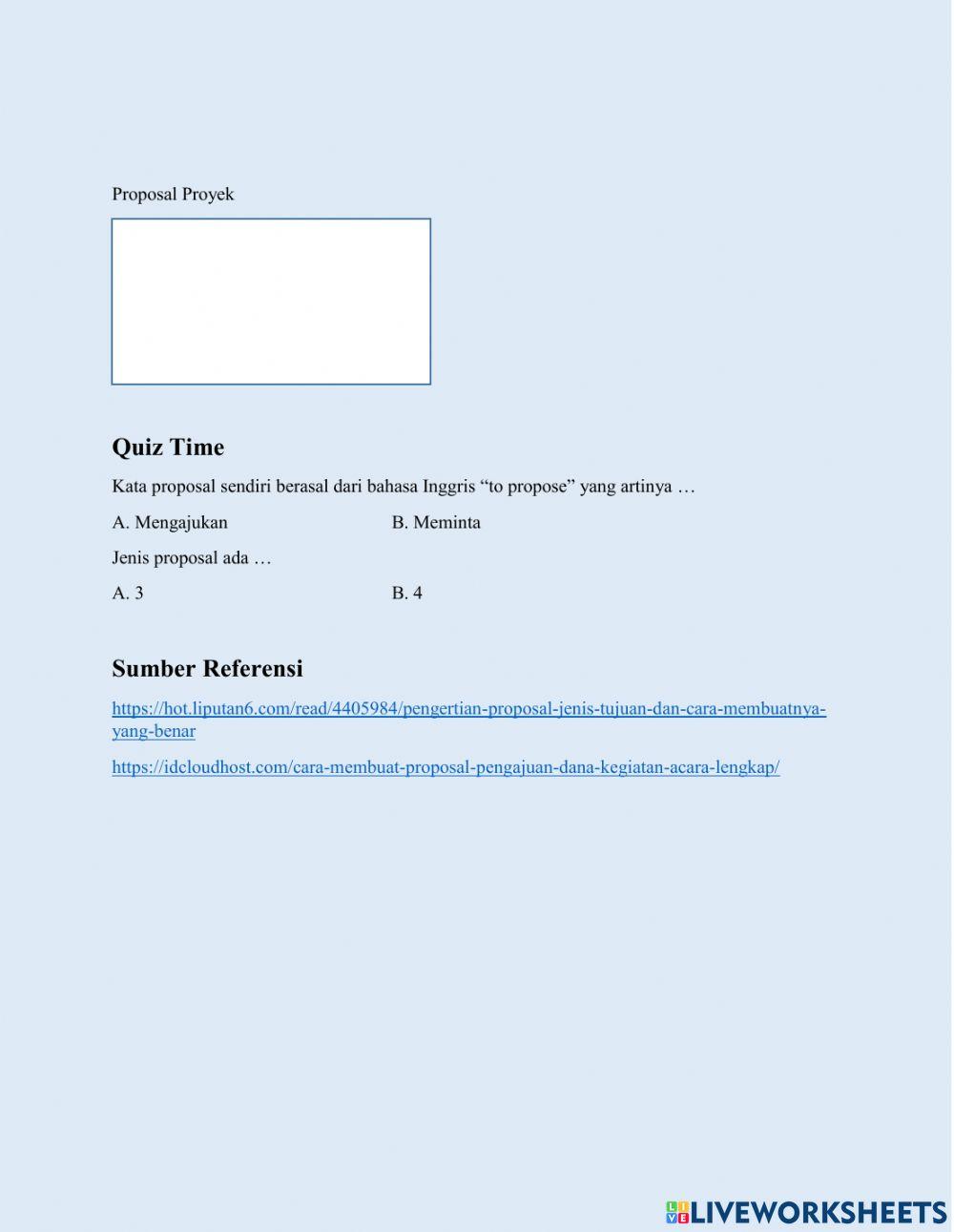 Proposal worksheet | Live Worksheets
