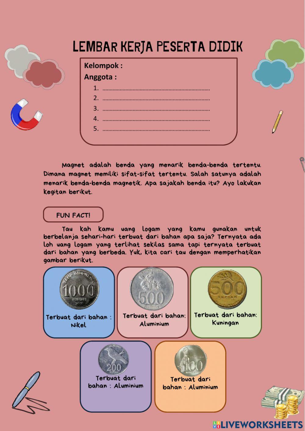 Mengenal benda magnetik dan non magnetik interactive worksheet | Live ...