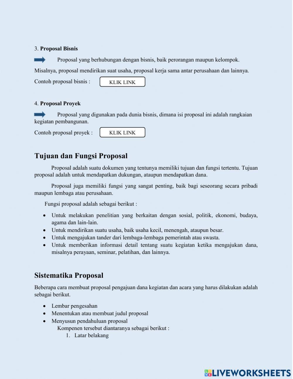 Proposal interactive worksheet | Live Worksheets