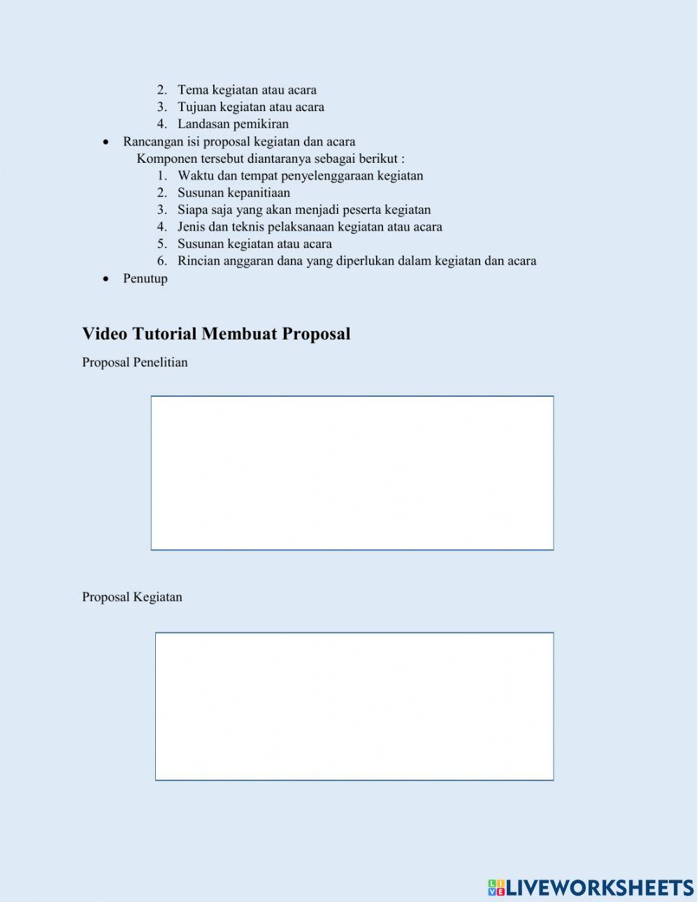Proposal interactive worksheet | Live Worksheets