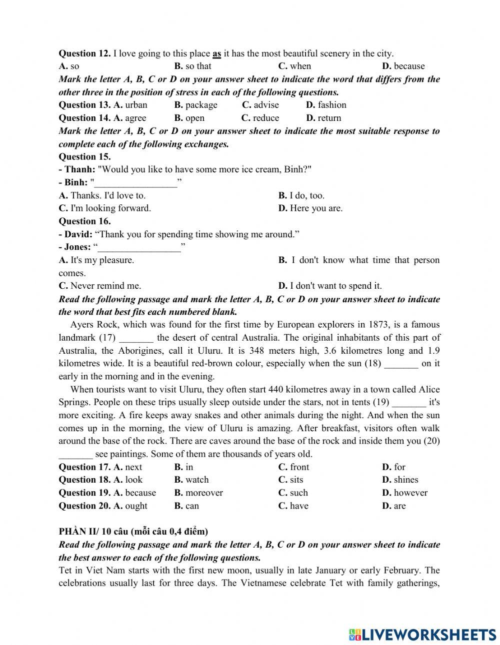 Grade 10 exam worksheet | Live Worksheets