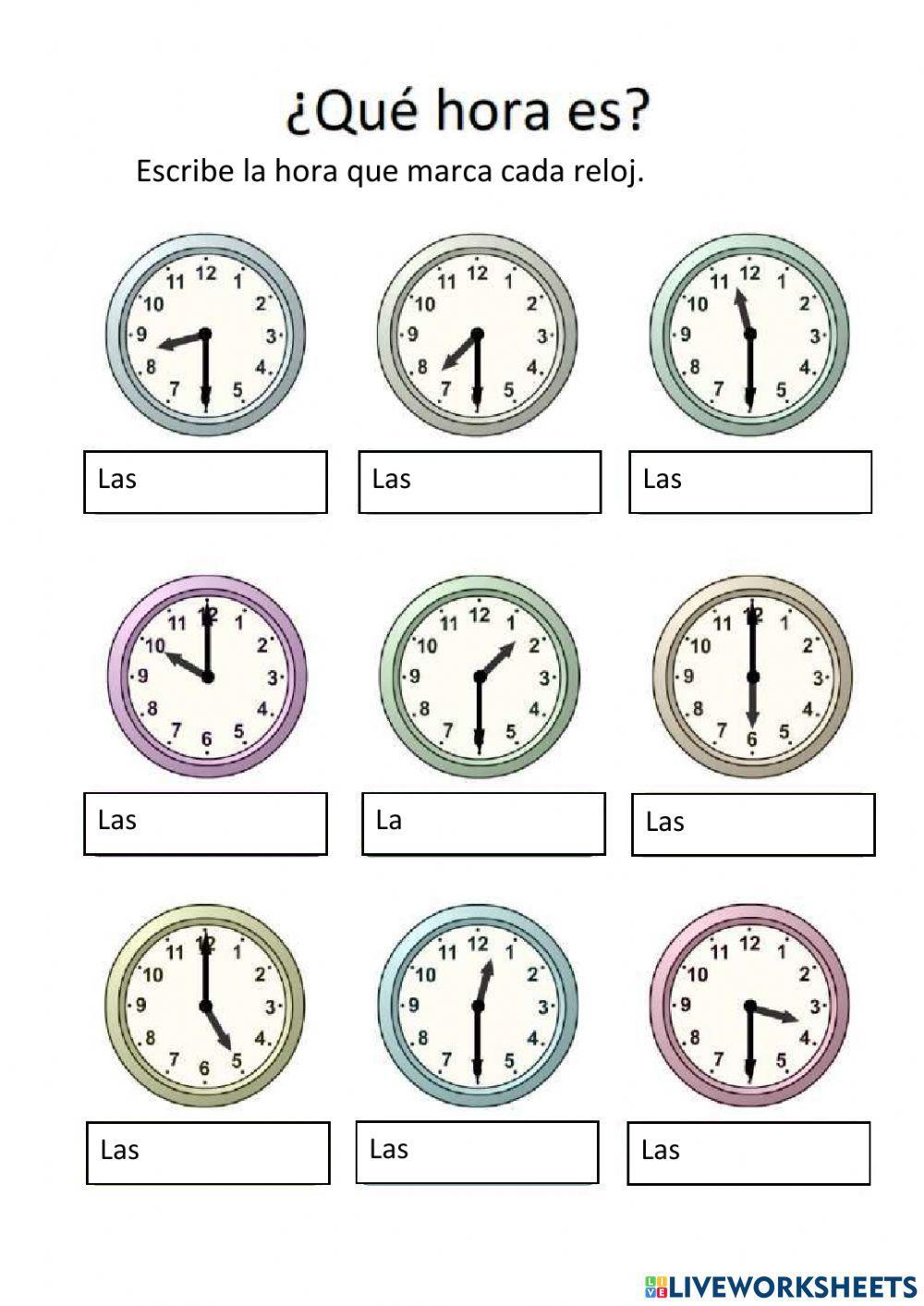 Qu Hora Es Exercise For Primero Live Worksheets qu-hora-es-exercise-for-primero-live-worksheets