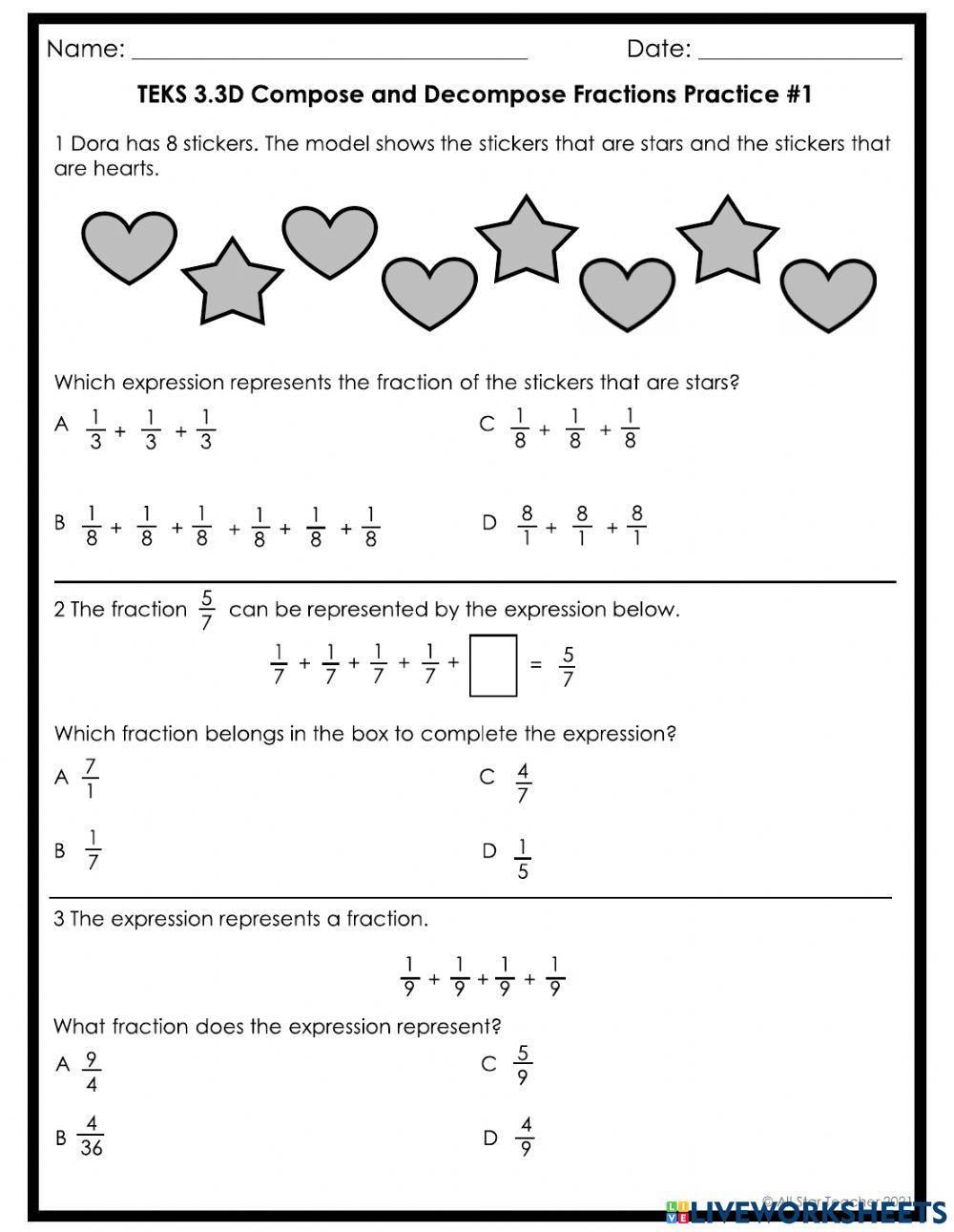 TEKS 3.3D Compo… | Free Interactive Worksheets | 2030852