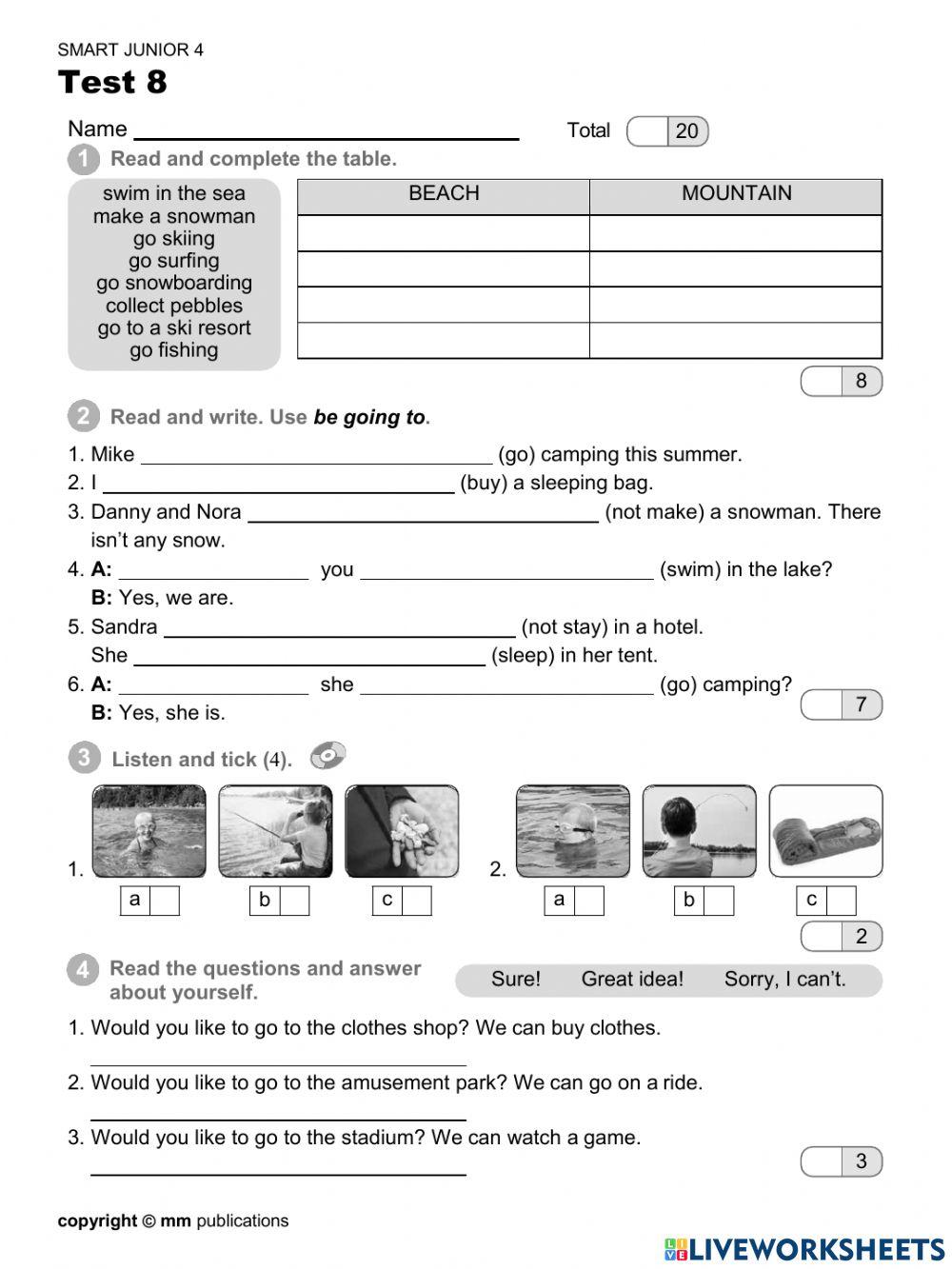 Smart Junior 4 Test 8 online exercise for | Live Worksheets