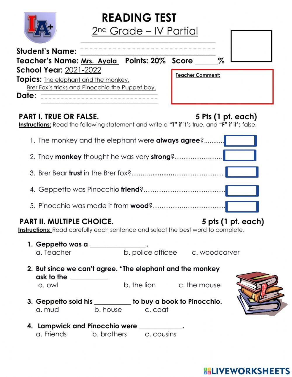 2nd READING worksheet | Live Worksheets