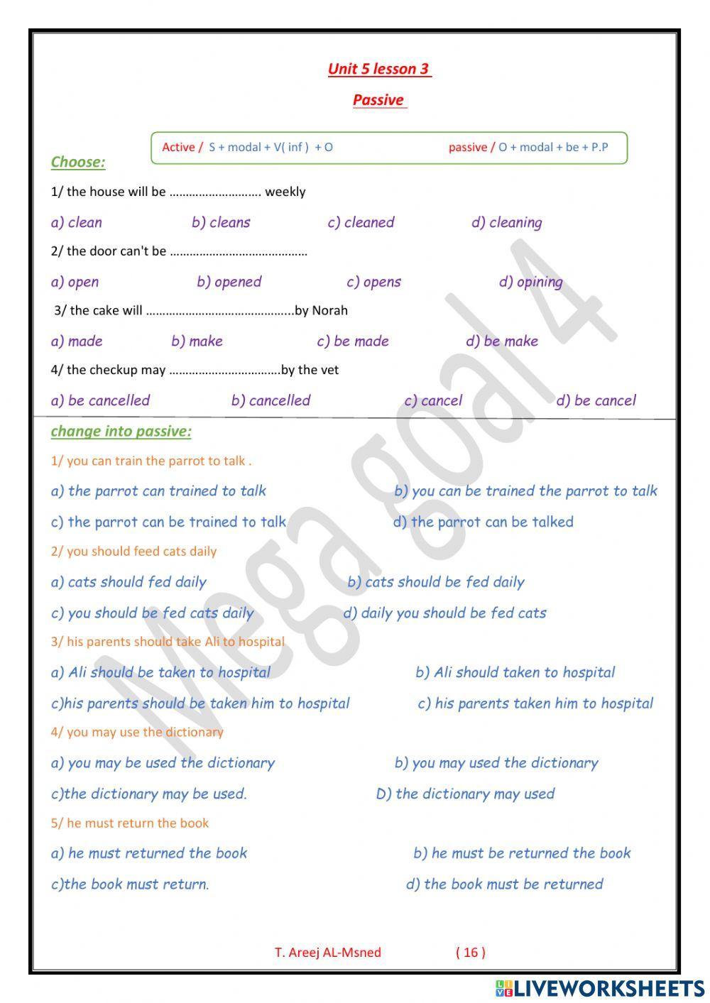 Mega goal 4 - unit 5 lesson 3 worksheet | Live Worksheets
