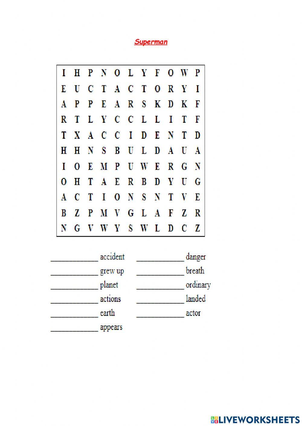 Superman pages … | Free Interactive Worksheets | 2031436