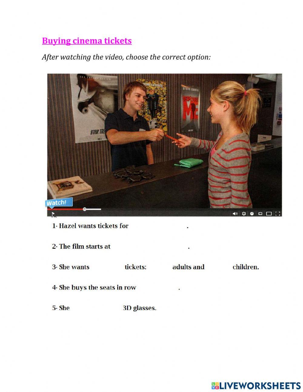 Buying tickets | Free Interactive Worksheets | 2031502