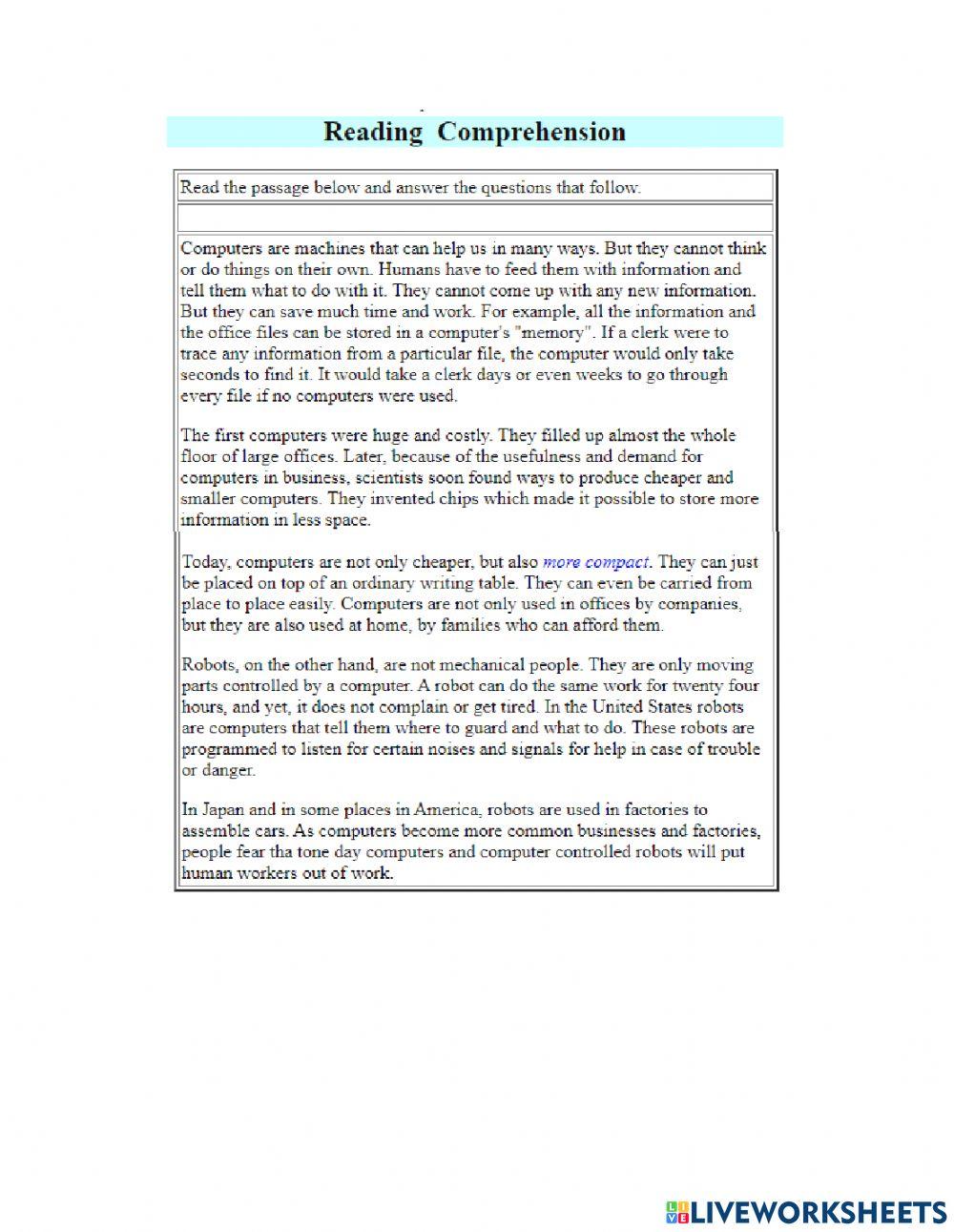 Technology online exercise for Basic | Live Worksheets